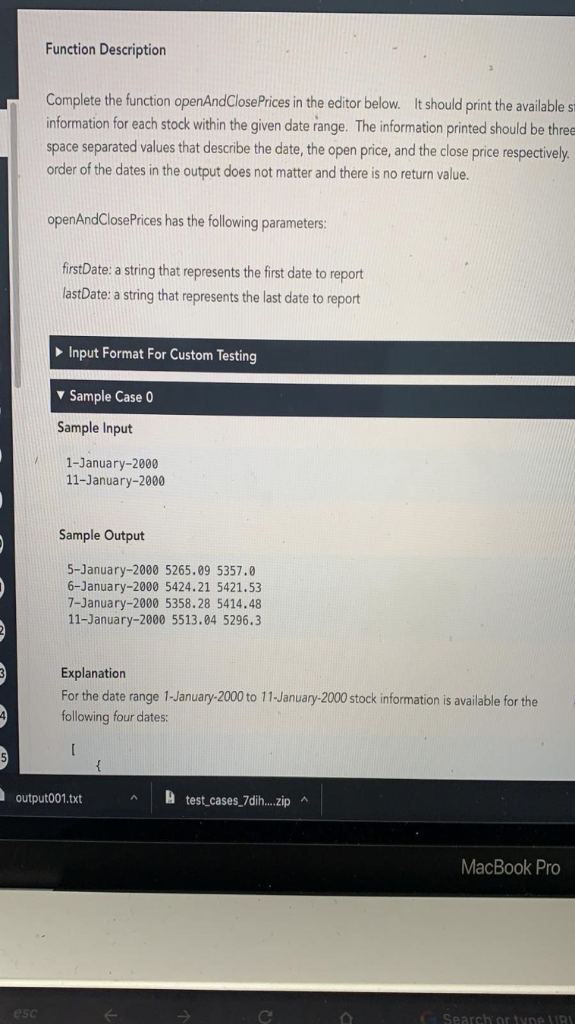 Stock Open Close Price - Hackerrank tough problem | Chegg.com