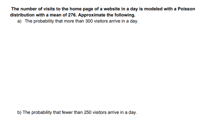 Solved The number of visits to the home page of a website in | Chegg.com