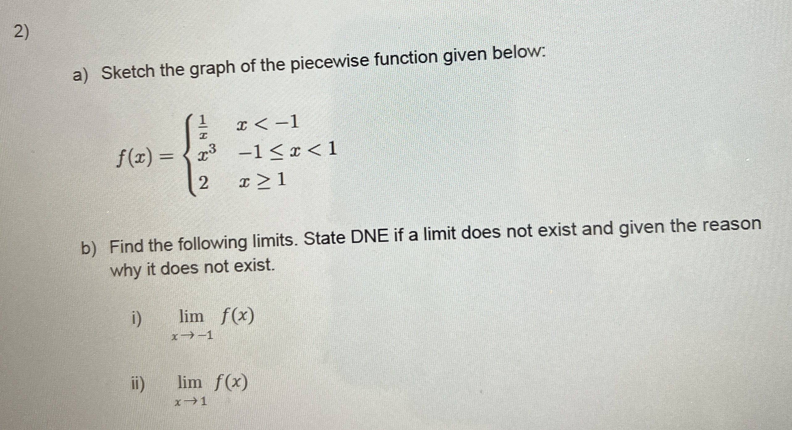 Solved a) Sketch the graph of the piecewise function given | Chegg.com