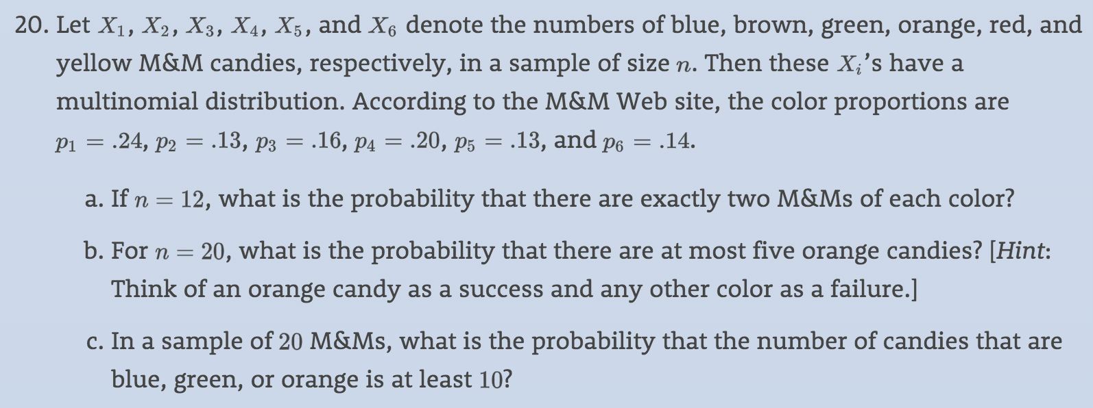 Solved 20. Let X1, X2, X3, X4, X5, and X. denote the numbers | Chegg.com