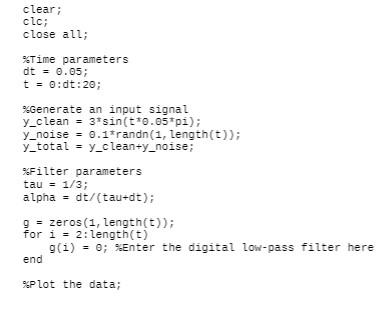 Part 1 - Implement a digital low-pass filter Using | Chegg.com
