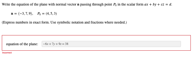 Solved Write the equation of the plane with normal vector n | Chegg.com