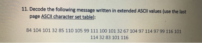 Solved 11. Decode the following message written in extended | Chegg.com