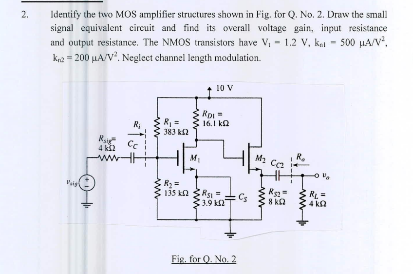 Solved Identify the two MOS amplifier structures shown in | Chegg.com