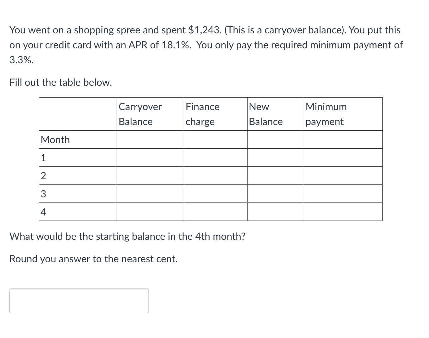 Solved You went on a shopping spree and spent $1,243. (This | Chegg.com