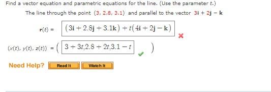 Solved Find a vector equation and parametric equations for | Chegg.com