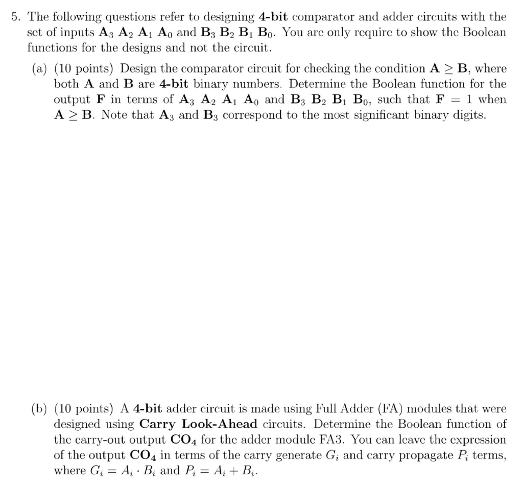 Solved 5. The following questions refer to designing 4-bit | Chegg.com