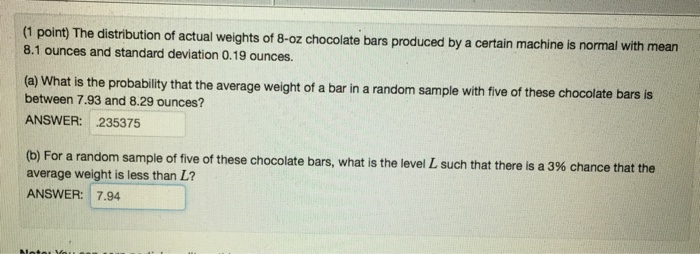 Solved (1 point) The distribution of actual weights of 8-oz | Chegg.com