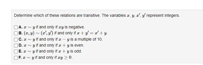 Solved Determine which of these relations are transitive. | Chegg.com