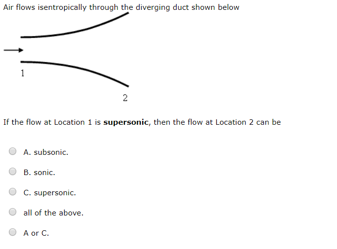 Solved Air flows isentropically through the diverging duct | Chegg.com