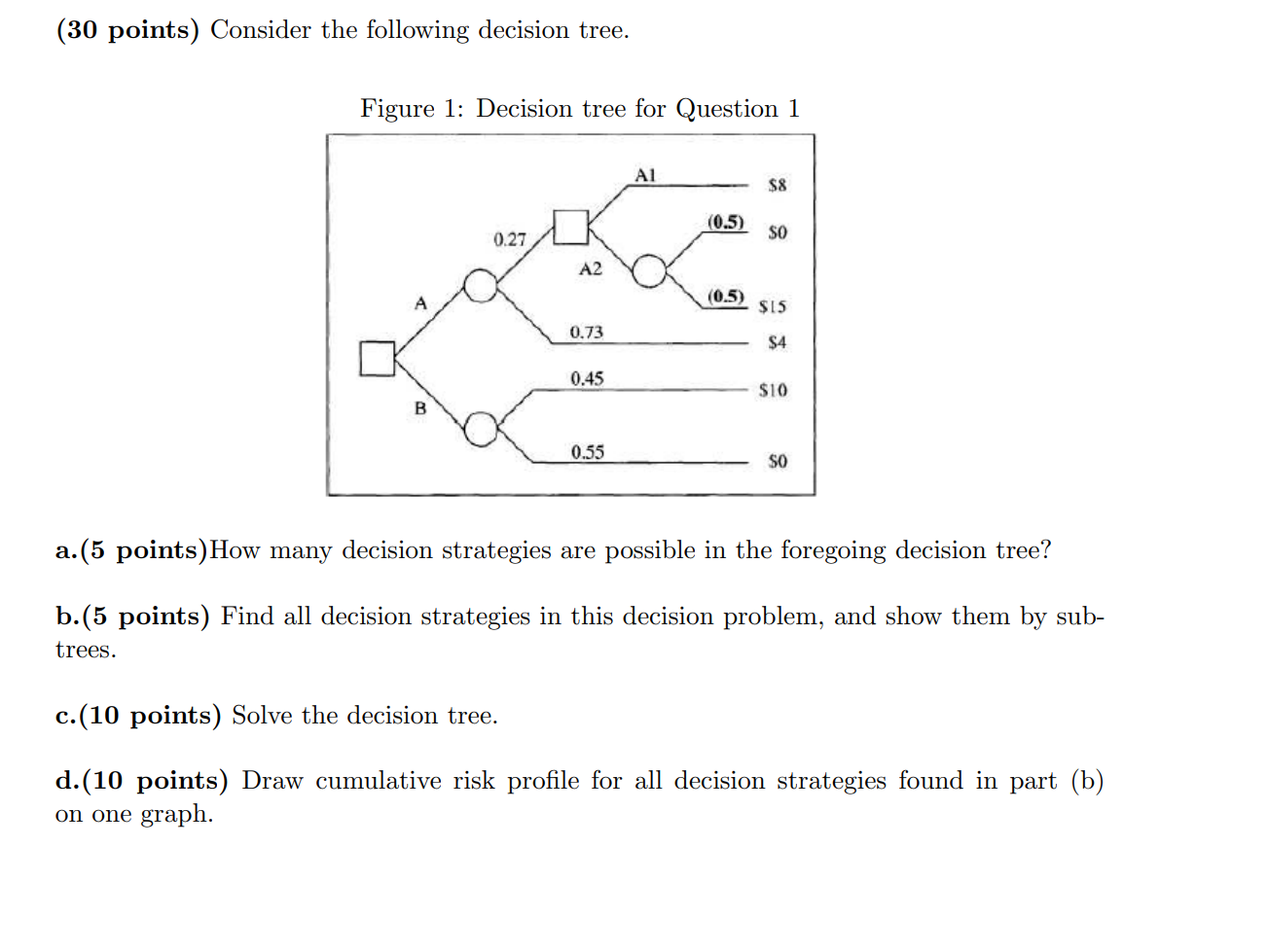 (30 points) Consider the following decision tree. | Chegg.com
