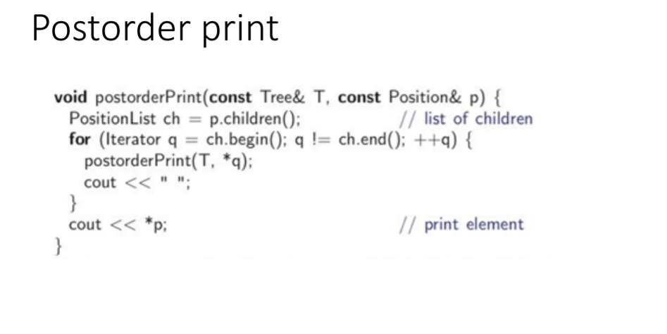 Example application for post order traversal Example | Chegg.com