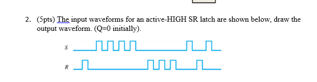 Solved (5pts) The input waveforms for an active-HIGH SR | Chegg.com