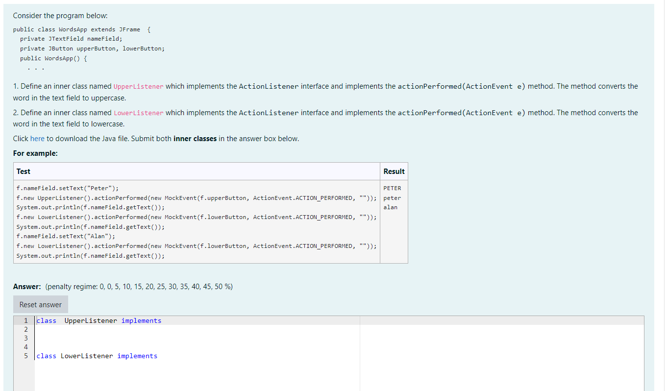 Solved Q1: import java.awt.*; import javax.swing.*; import | Chegg.com