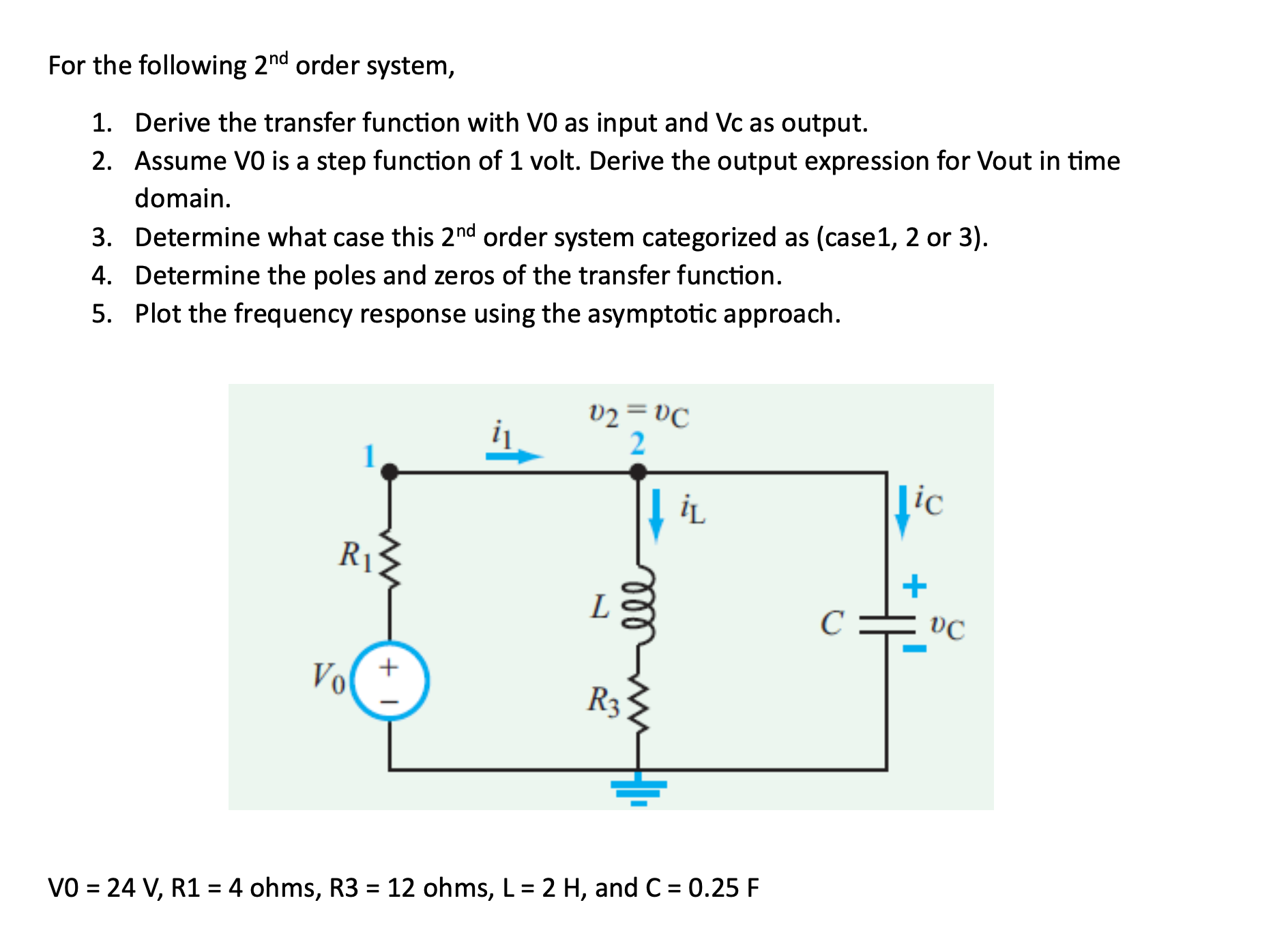 Solved For the following 2nd order system, 1. Derive the | Chegg.com