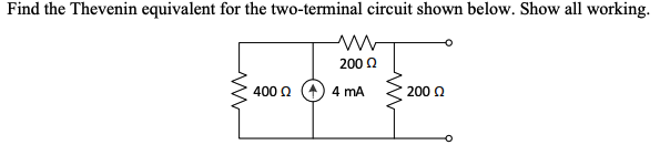 Solved Find the Thevenin equivalent for the two-terminal | Chegg.com