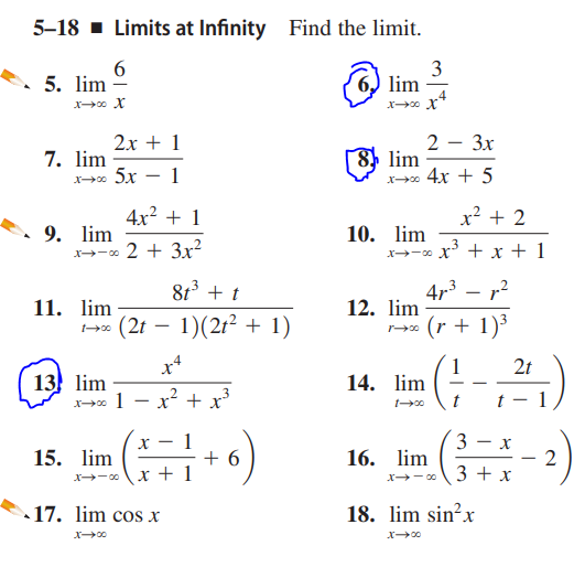 Solved 5–18 – Limits at Infinity Find the limit. 6 5. lim x | Chegg.com