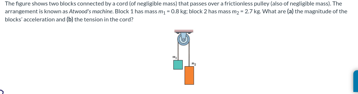 Solved The figure shows two blocks connected by a cord (of | Chegg.com
