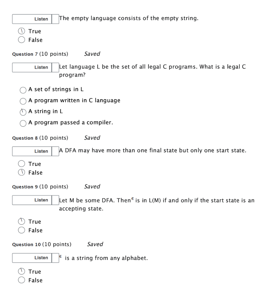 Solved Question 1 (10 points) A DFA may have more than one | Chegg.com Solved Question 1 (10 points) A DFA may have more than one | Chegg.com