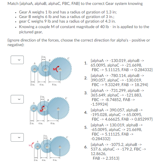 Solved Match (alphaA, alphaB, alphaC, FBC, FAB) to the | Chegg.com