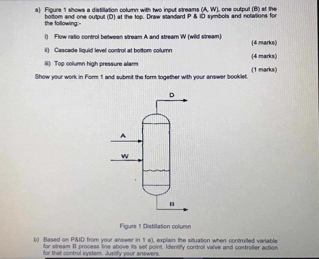 Solved a) Figure 1 shows a distillation column with two | Chegg.com