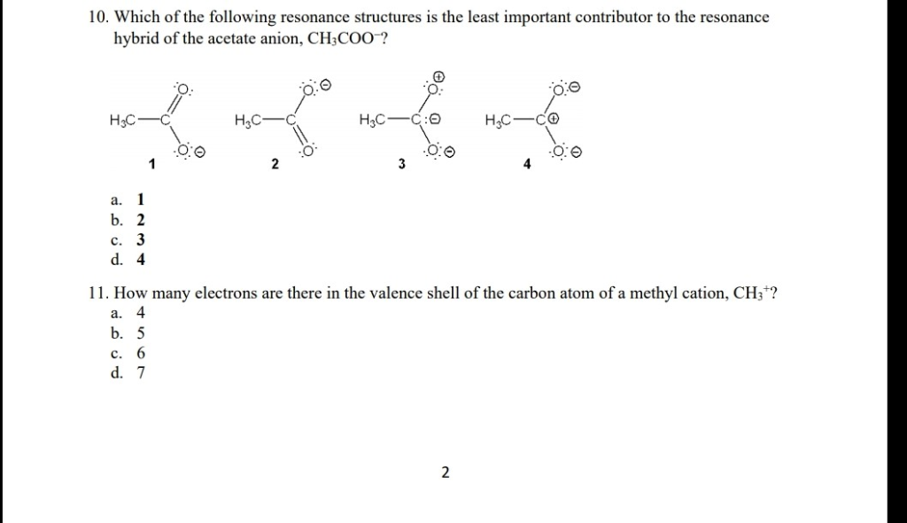 Methyl Acetate Resonance Structures