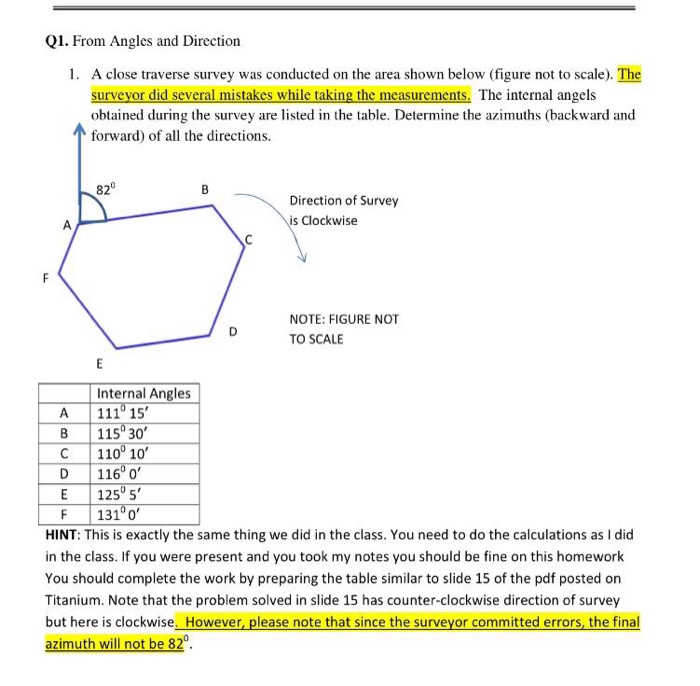 Solved A close traverse survey was conducted on the area | Chegg.com