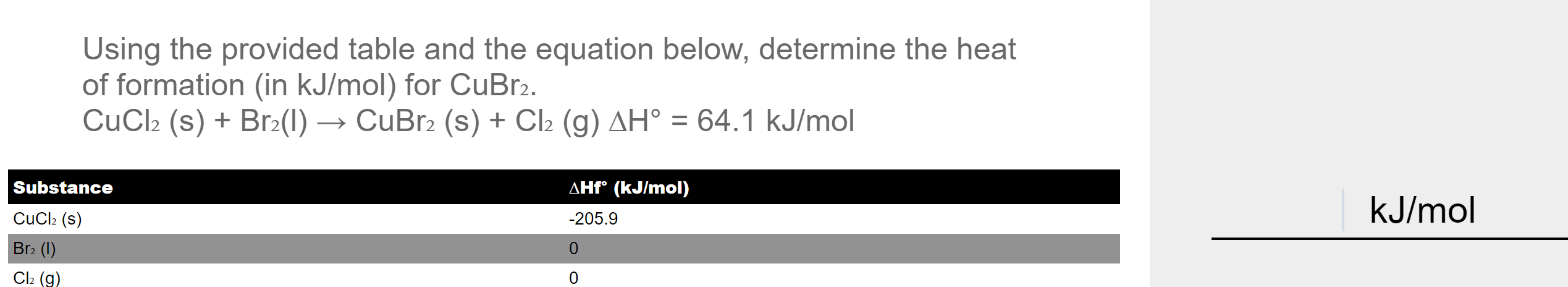 Solved Using the provided table and the equation below, | Chegg.com
