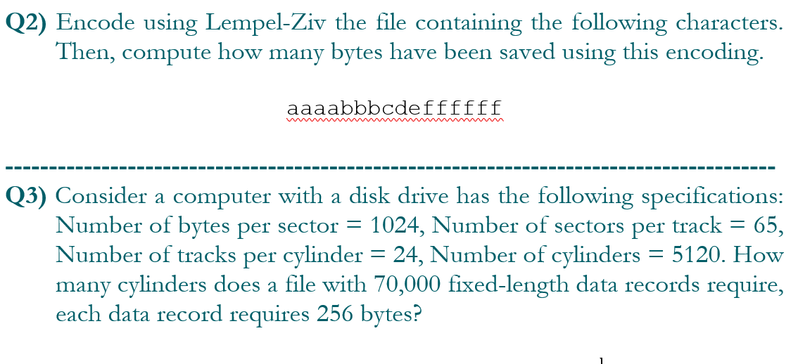Q2 Encode Using Lempel Ziv The File Containing The 