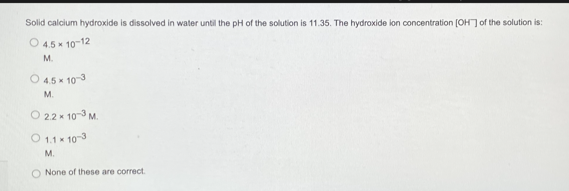 Solved Solid calcium hydroxide is dissolved in water until | Chegg.com