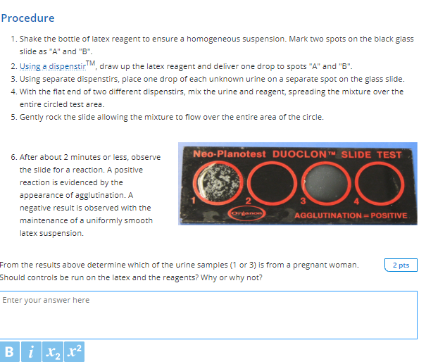 Solved Procedure 1. Shake the bottle of latex reagent to | Chegg.com