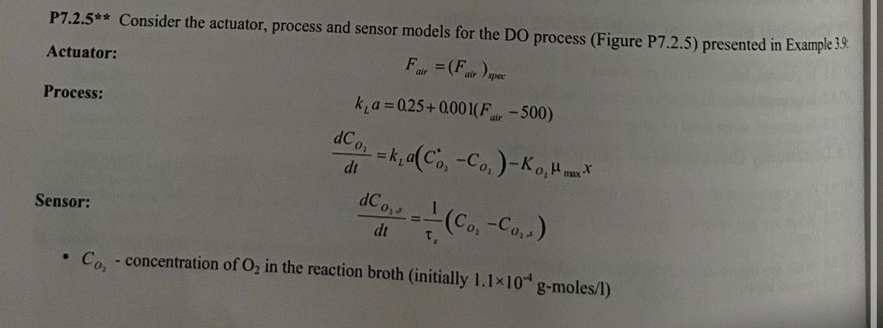 Solved P7.2.5** Consider the actuator, process and sensor | Chegg.com