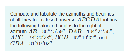 Solved Determine the bearing of AB Determine the azimuth of | Chegg.com