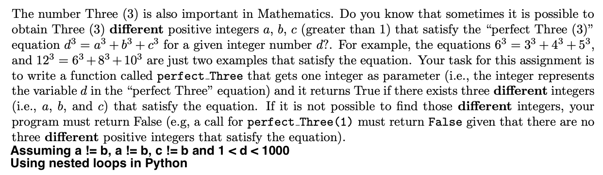 Solved = The number Three (3) is also important in | Chegg.com