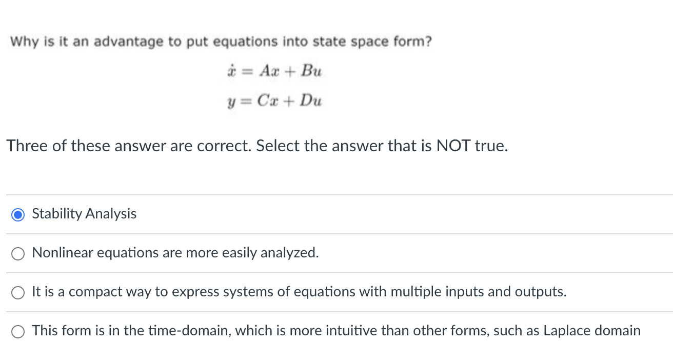 Solved Why is it an advantage to put equations into state | Chegg.com