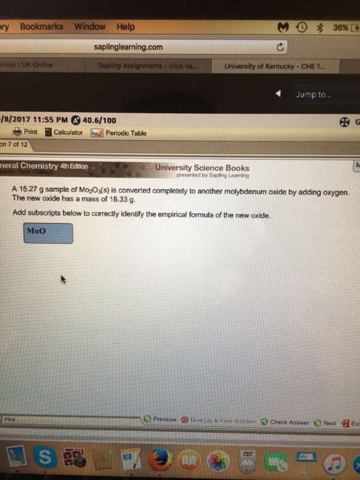 Solved A 15.27 g sample of Mo2O3(s) is converted to another | Chegg.com