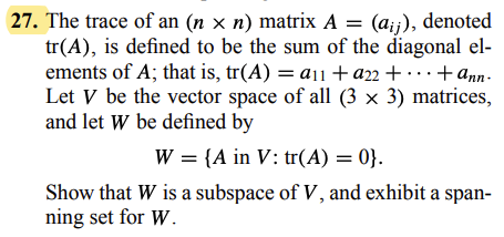 Solved 27. The trace of an (n×n) matrix A=(aij), denoted | Chegg.com