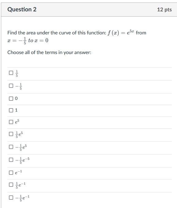 Solved Question 2 Find the area under the curve of this | Chegg.com