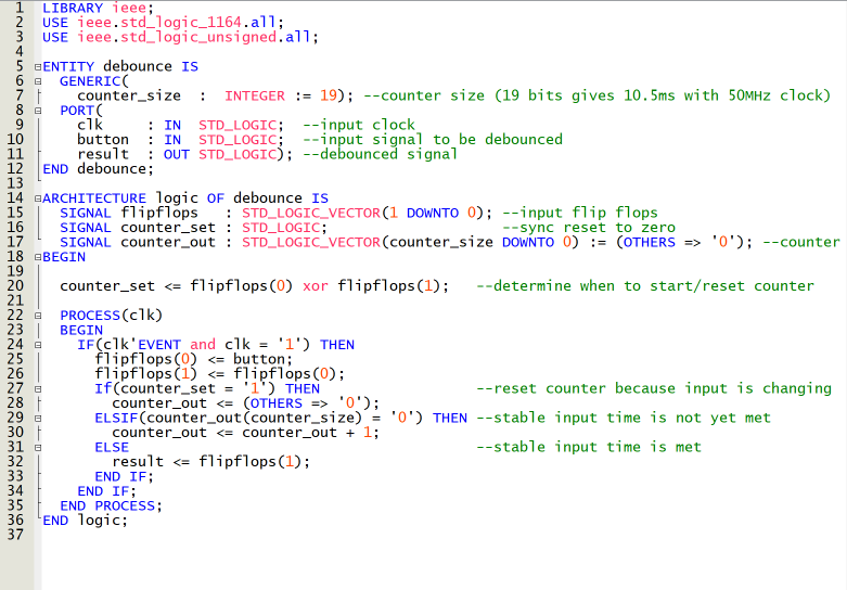 Trying to implement this debouncing circuit in vhdl. | Chegg.com