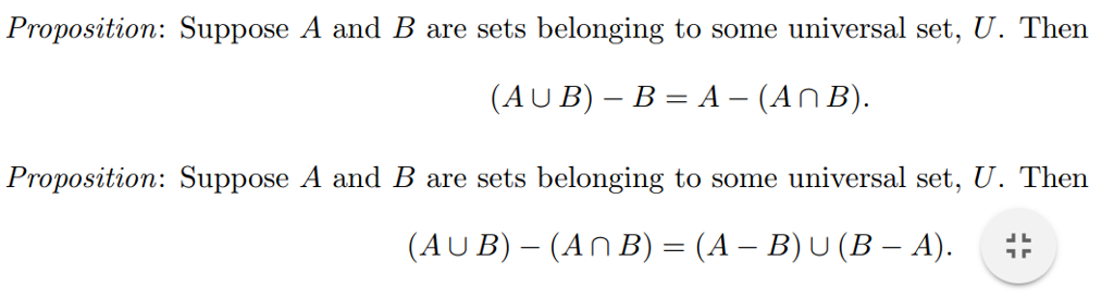 Solved Proposition: Suppose A and B are sets belonging to | Chegg.com