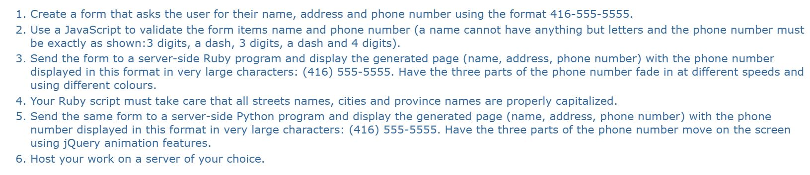 1. Create a form that asks the user for their name, | Chegg.com
