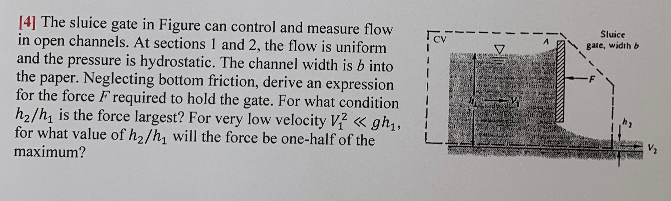 Solved in Sluice gate, widih b [4] The sluice gate in Figure | Chegg.com