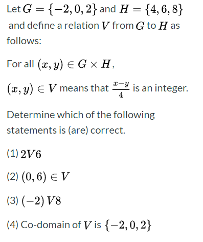Solved Let G = {-2,0, 2} and H = {4,6,8} and define a | Chegg.com