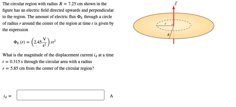 Solved E The circular region with radius R = 7.25 cm shown | Chegg.com