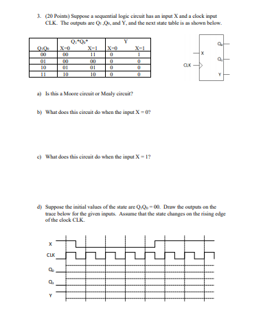 Solved 3. (20 Points) Suppose a sequential logic circuit has | Chegg.com