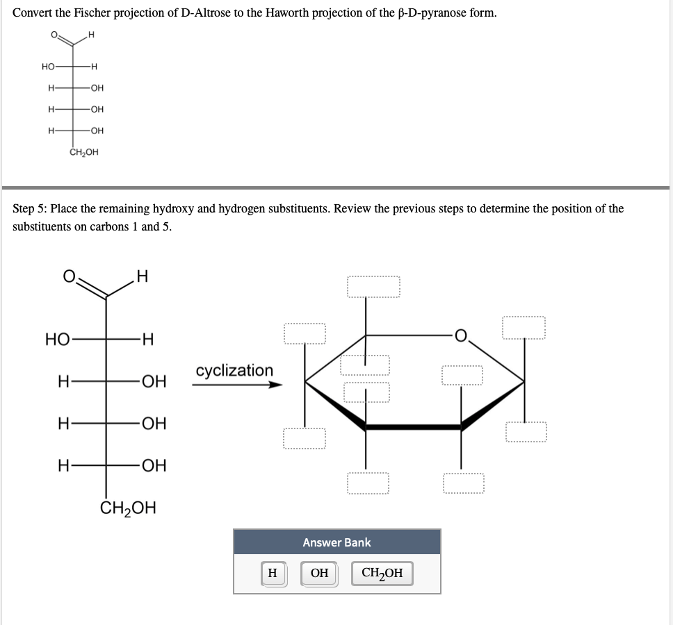 Solved Convert the Fischer projection of D-Altrose to the | Chegg.com