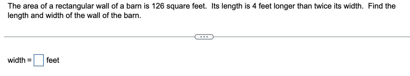 Solved The area of a rectangular wall of a barn is 126 | Chegg.com