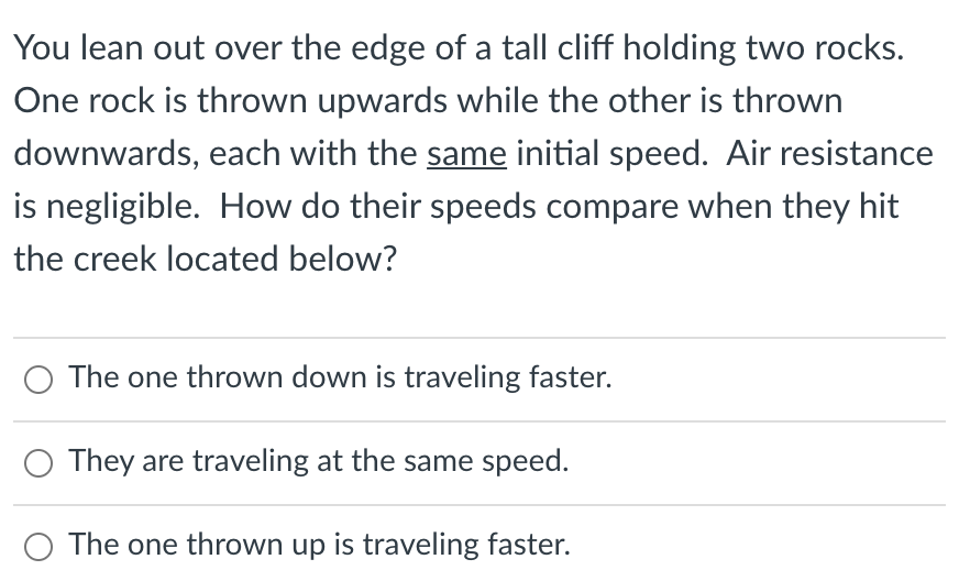 Solved You lean out over the edge of a tall cliff holding | Chegg.com