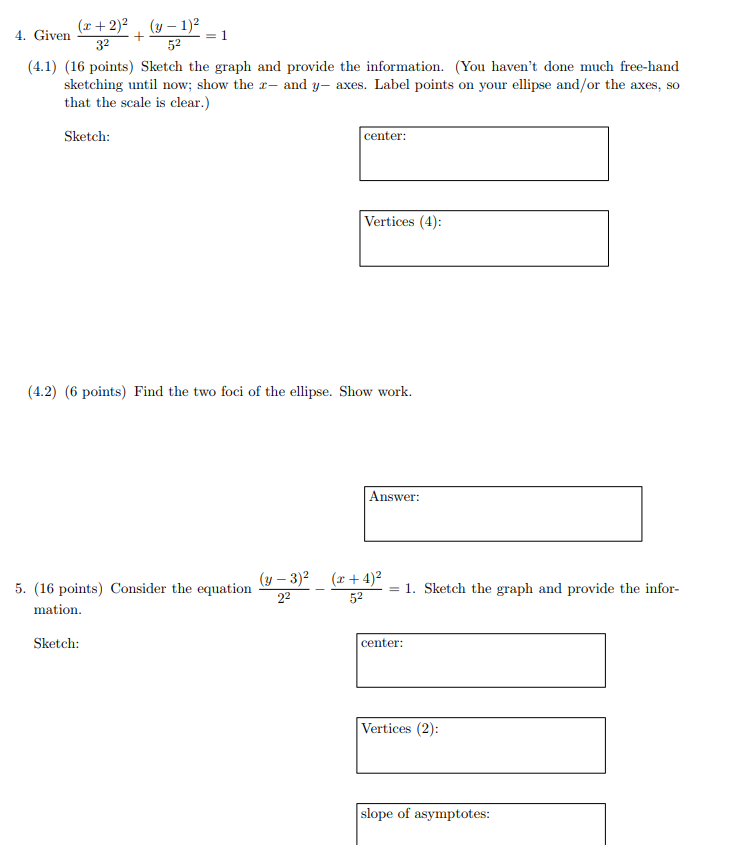 Solved 4. Given2)2(-12 52 (4.1) (16 points) Sketch the graph | Chegg.com