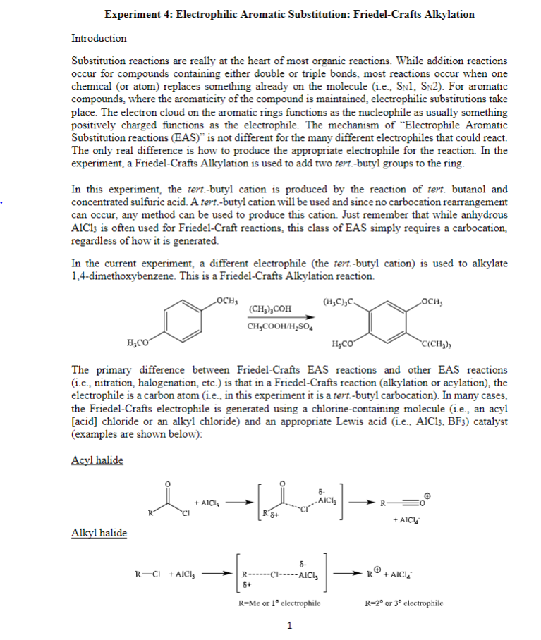 Solved Experiment 4: Electrophilic Aromatic Substitution: | Chegg.com
